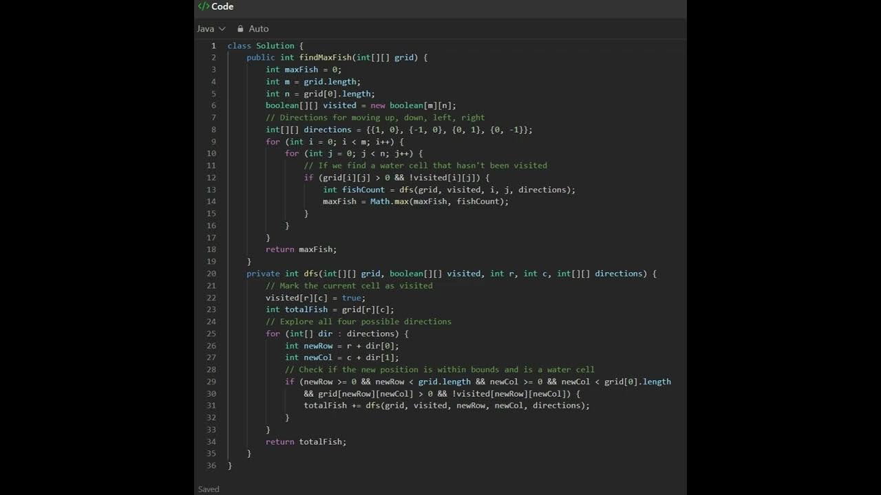 2658 Maximum Number of Fish in a Grid - YouTube