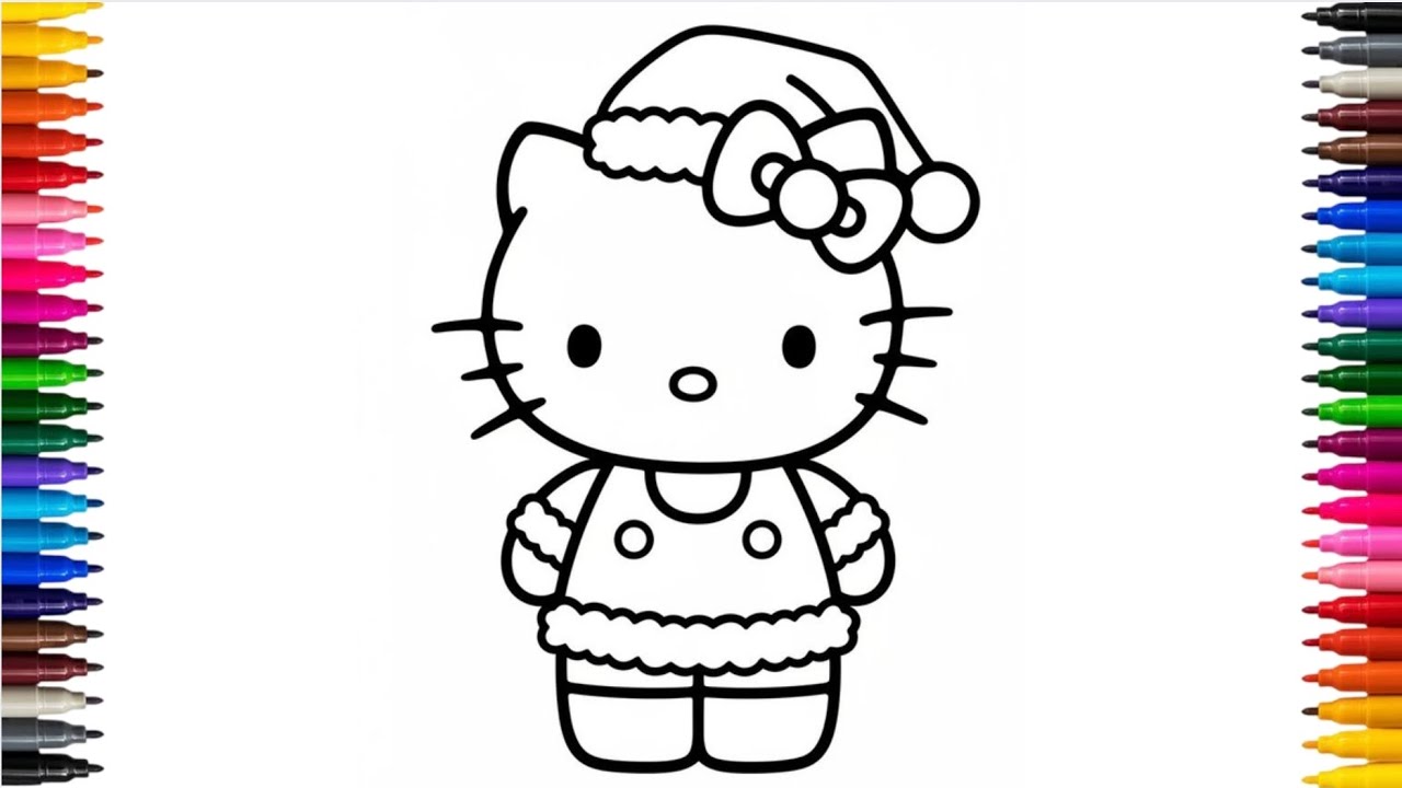 Hello Kitty Christmas Santa Claus Drawing|| Cute Hello kitty Santa ...