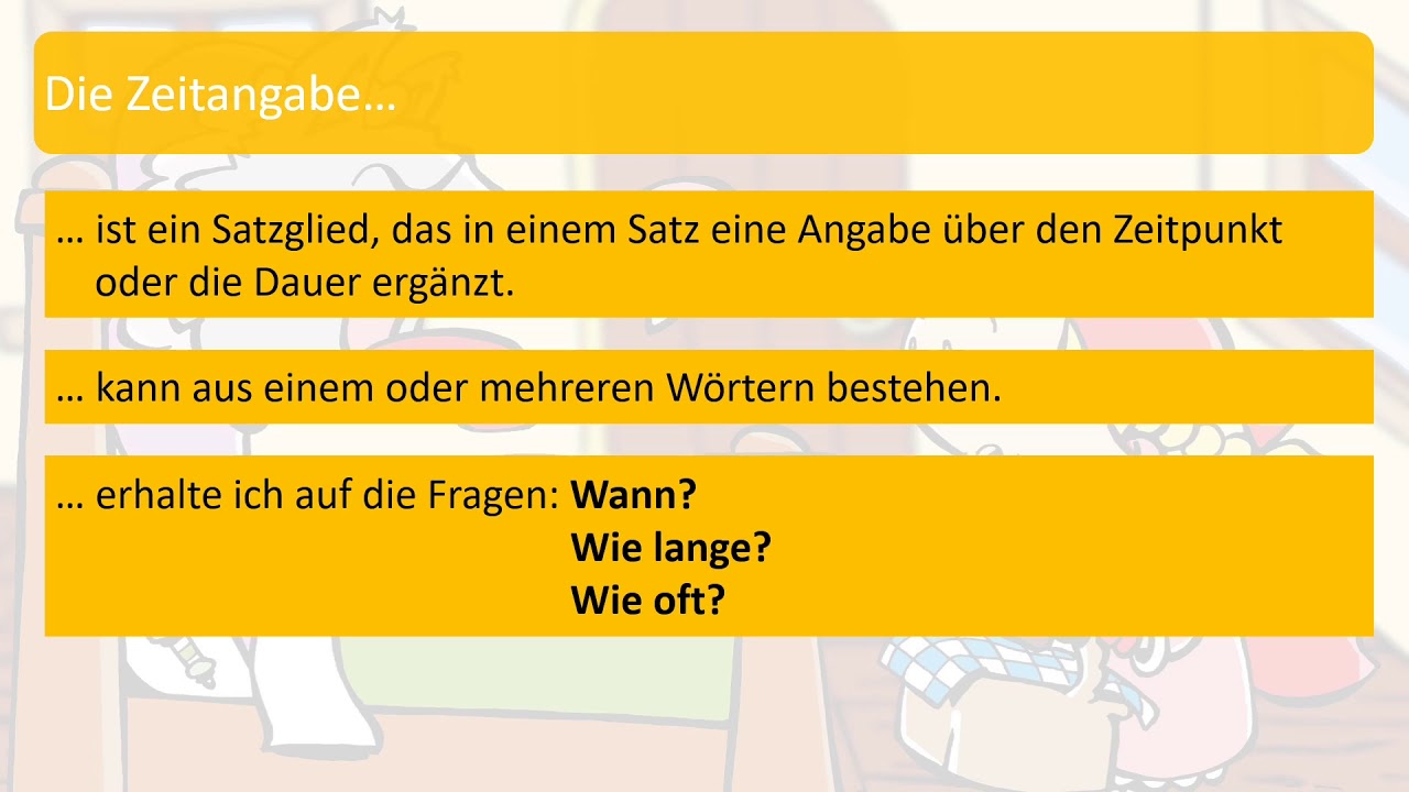 Satzglieder - Die Zeitangabe - YouTube