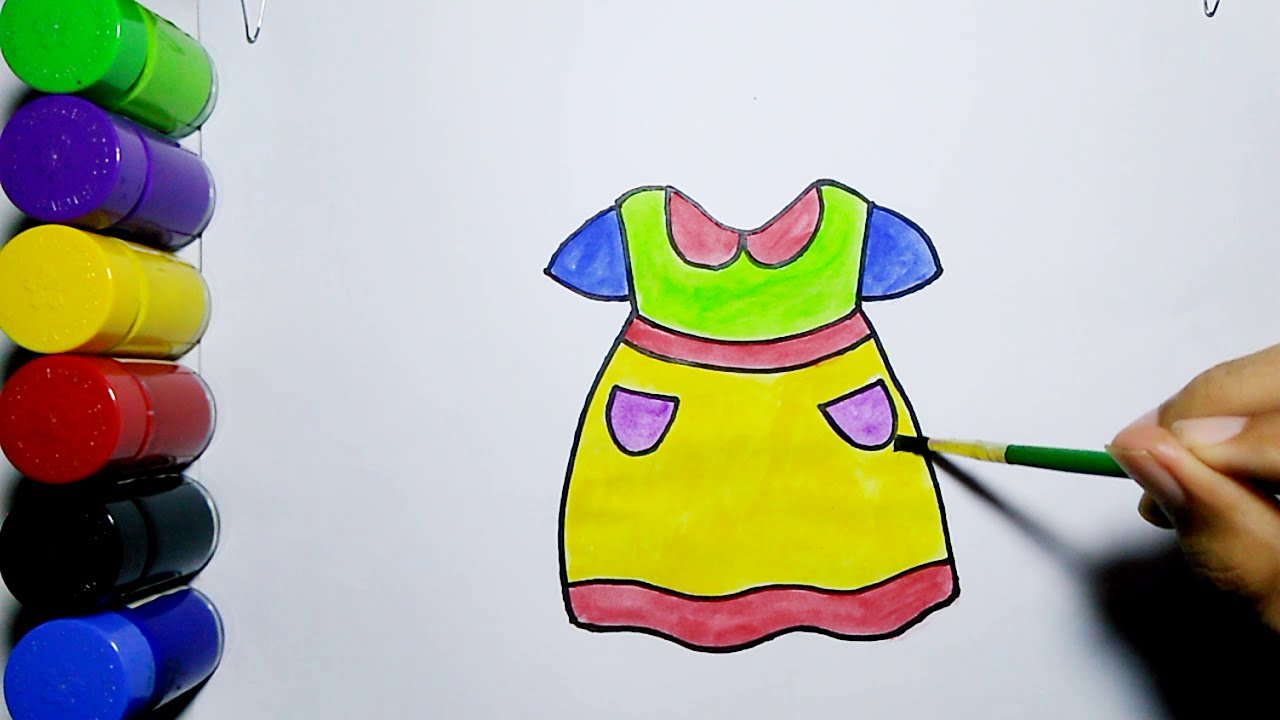 Dress Coloring and Drawing Easy - Menggambar dan mewarnai dress ...