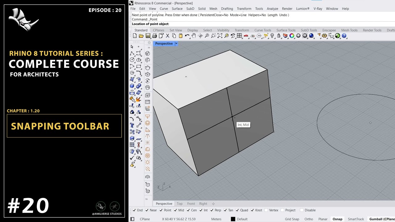 Rhino 8 Tutorial for Architects | Episode - 20 | Snapping Toolbar - YouTube