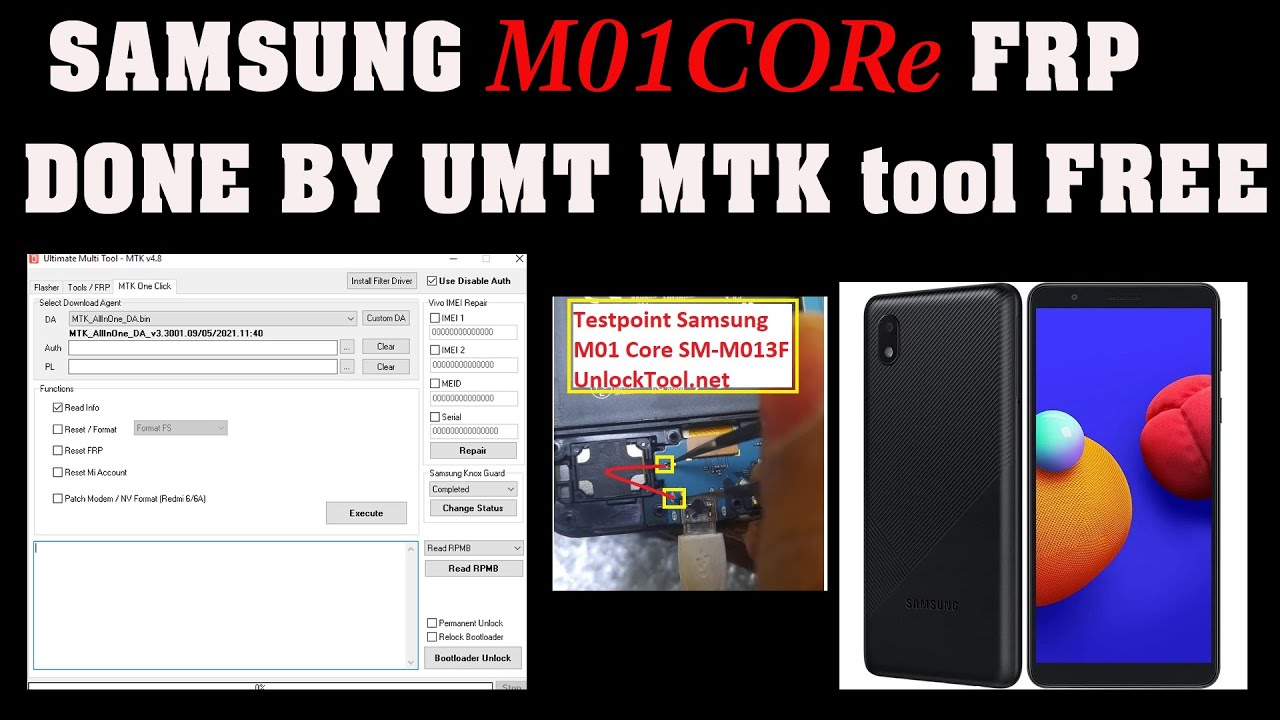 Samsung M01 Core M013F Frp Unlock with Test Point By UMT MTK Tool Done ...