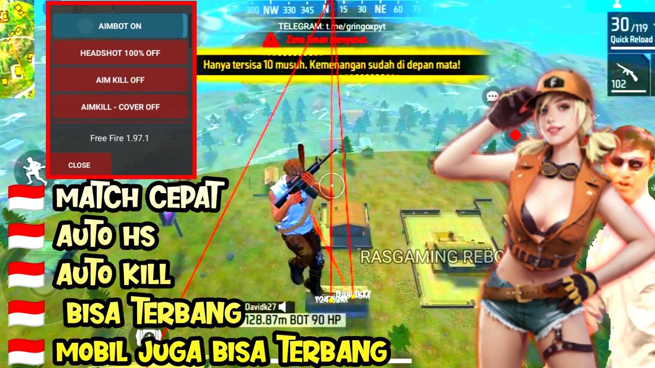 CHEAT FF UPDATE FIX 2023 HEADSOT 100% MOD MENU FF AUTO KIIL WORK RANK, Gringo NO FC - YouTube