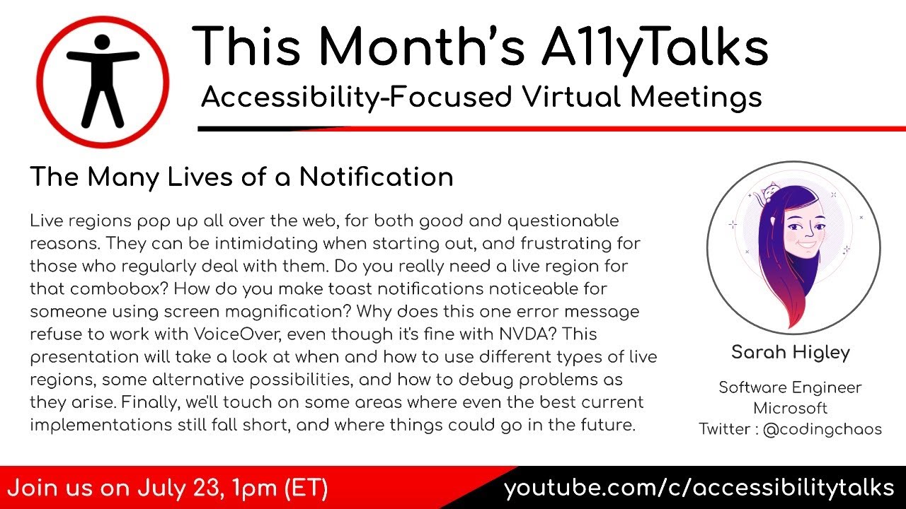 The Many Lives of a Notification - Sarah Higley (A11yTalks - Jul 2020 ...