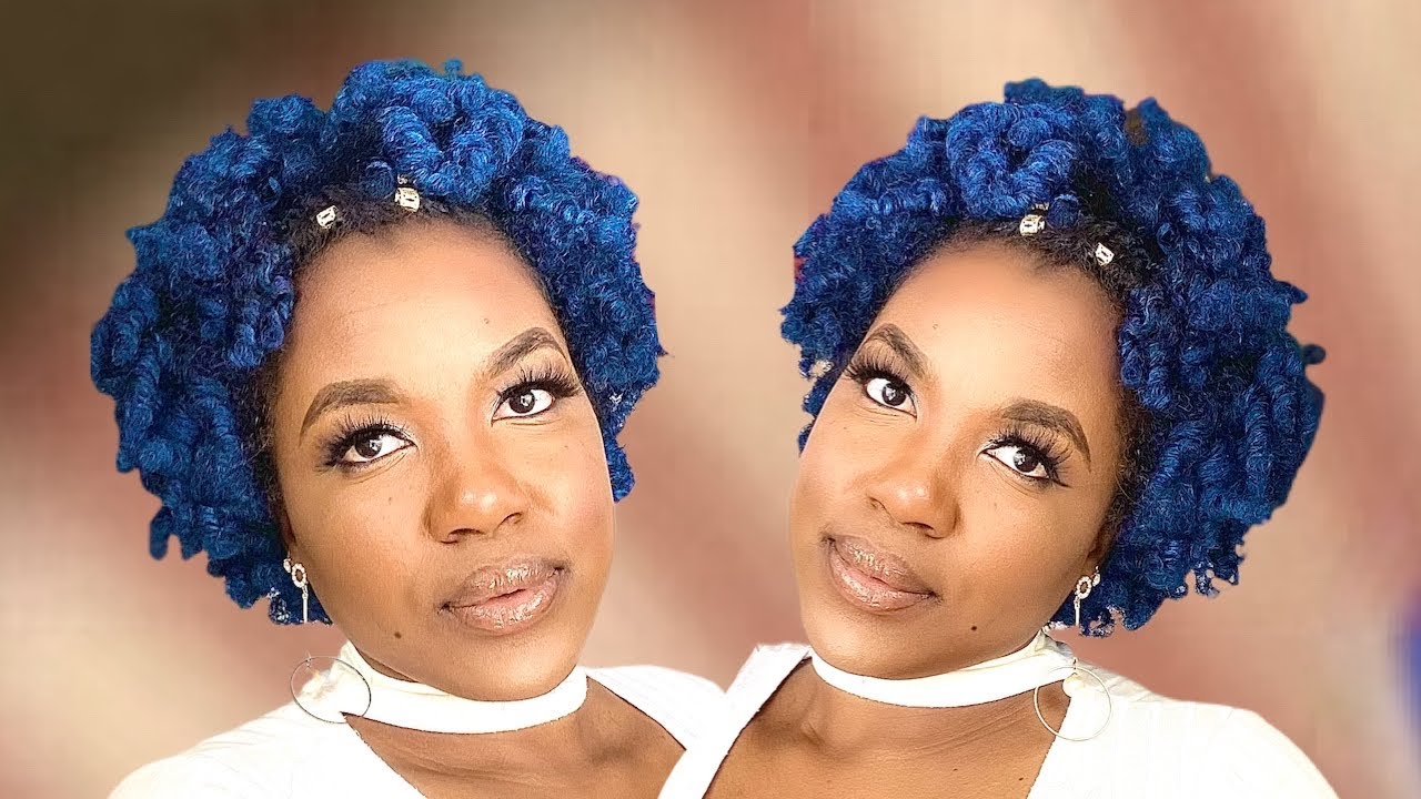 PERM ROD SET ON SHORT NATURAL HAIR with BLUE HAIR PAINT WAX | Flat ...