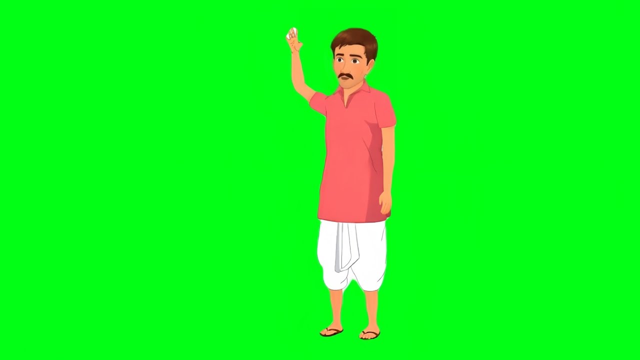 Cartoon Character Village Farmer | Green Screen Cartoon Character ...