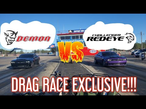 DODGE DEMON vs HELLCAT REDEYE and 2020 GT500 DRAG RACE!! - YouTube