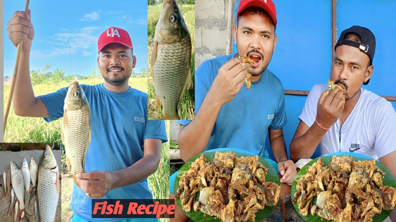 Fishing & Cooking In Nepal | Fish Curry Recipe | Fish Fry Recipe Eating ...