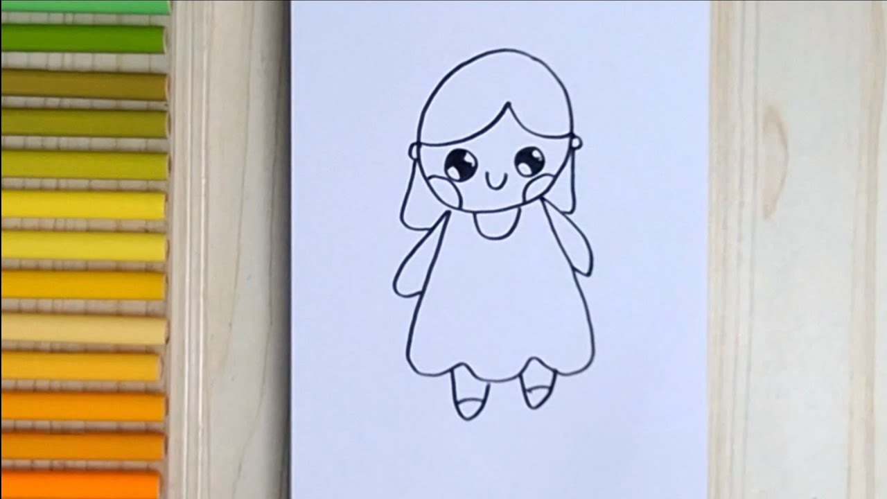 Drawing for Children - a GIRL DOLL / Menggambar boneka anak perempuan ...