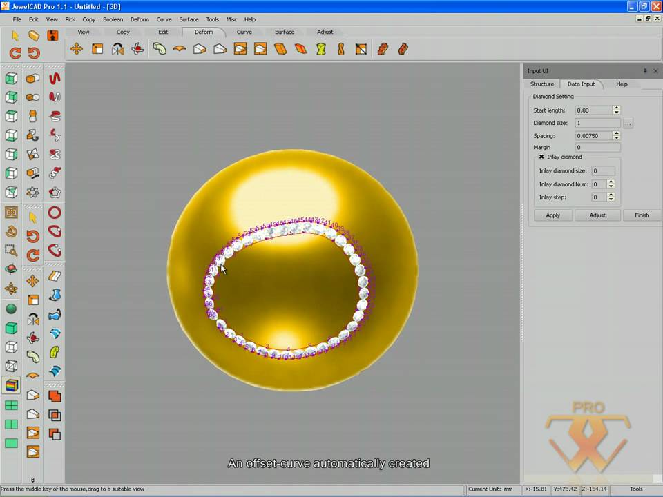 JewelCAD Pro 1.1 - Along Curve -outside - YouTube