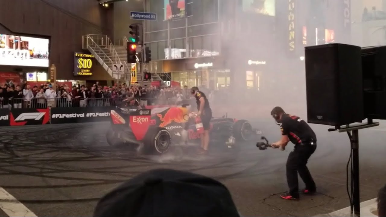 Red Bull Racing F1 car catching fire after some dounts! 😳🔥🍩 - YouTube