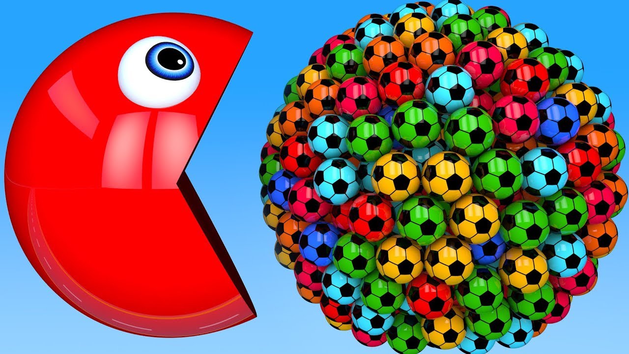 Learn Colors with PACMAN and Farm 3D Soccer Ball for Kid Children - YouTube