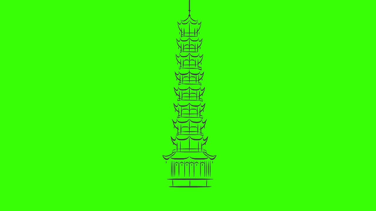 Green Screen-chinese tower architecture animation - YouTube