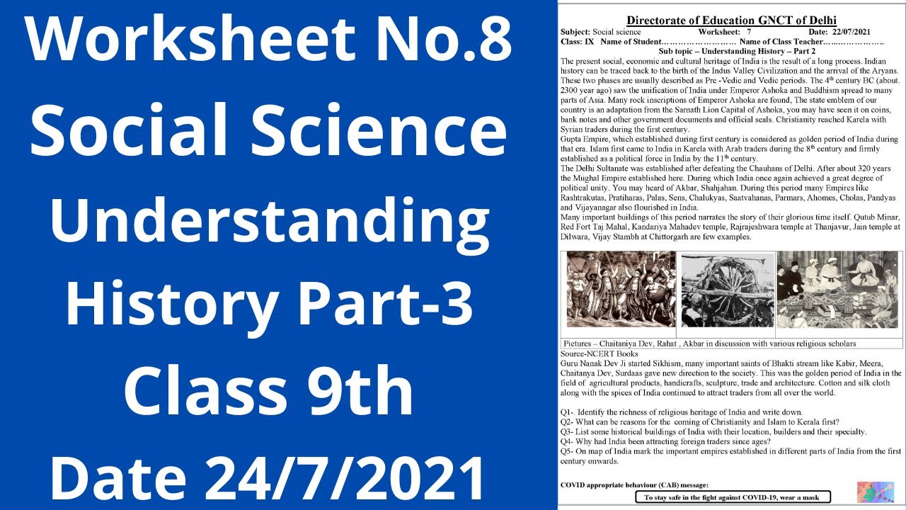 Class 9 worksheet 8 SST : English Medium : 24/7/21 : sst worksheet 8 ...