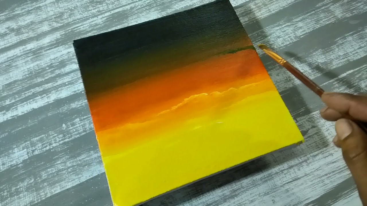 Cara Melukis Sunset Lukisan Acrylic - YouTube