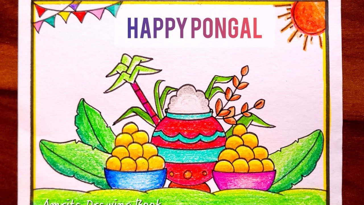 Pongal Pot Drawing | Pongal festival Drawing for beginners | Pongal ...