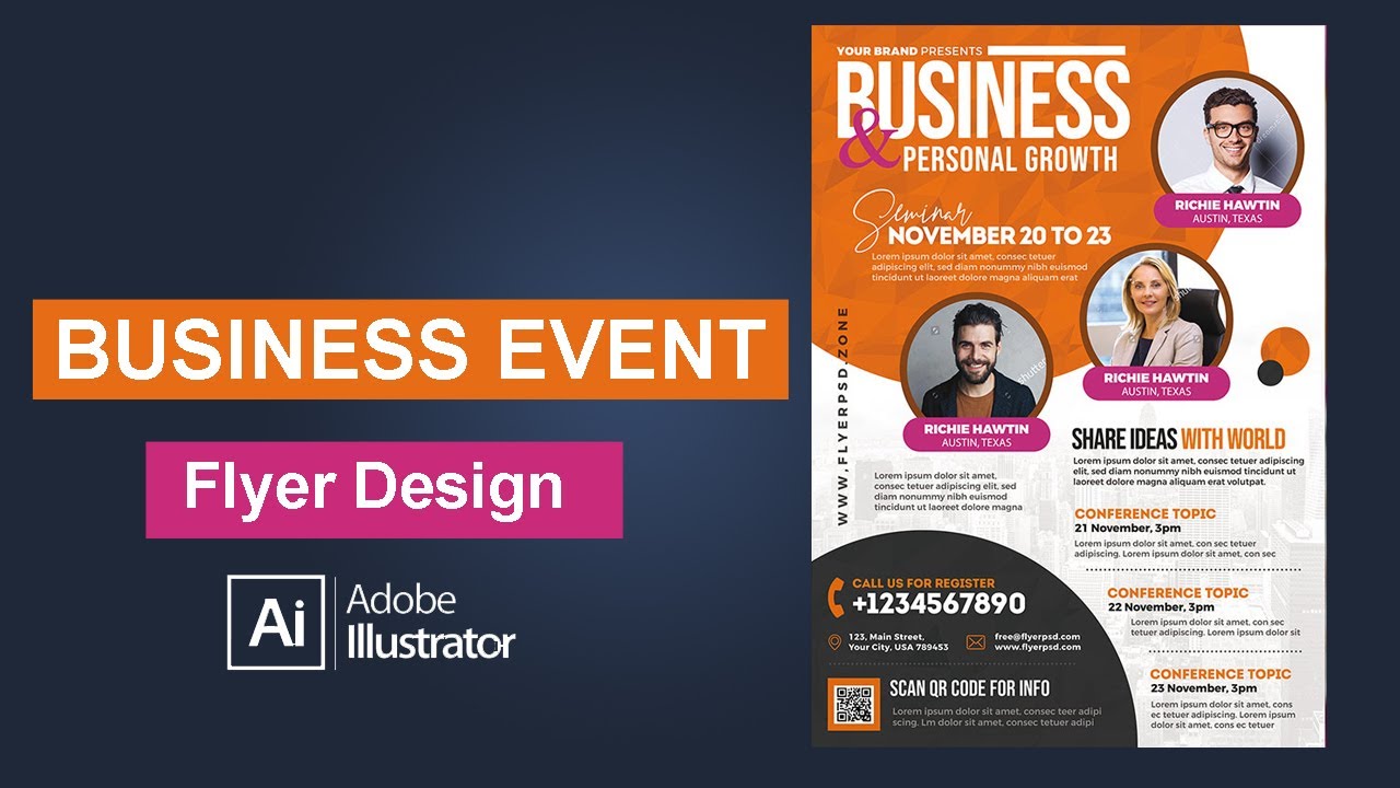 How to Make a Business Event Flyer Design - Adobe Illustrator CC Urdu ...