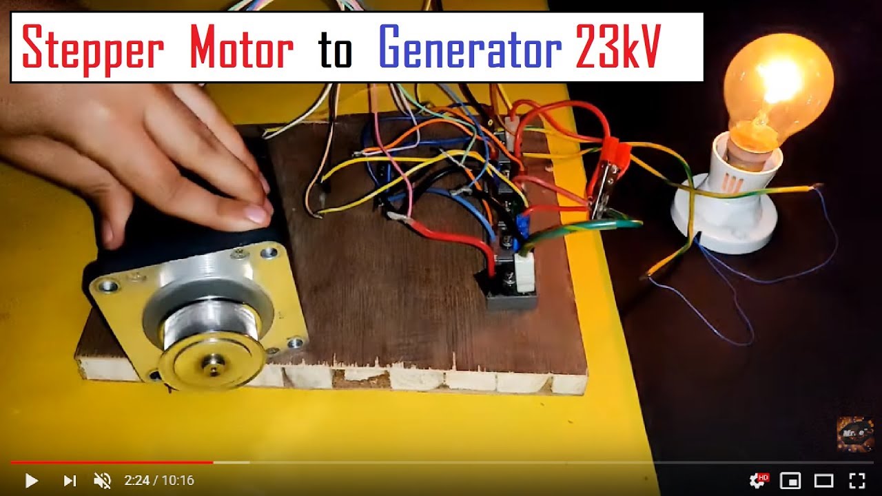 23000 Volts Electric Generator from Large 12V DC Stepper Motor 5 Phase ...