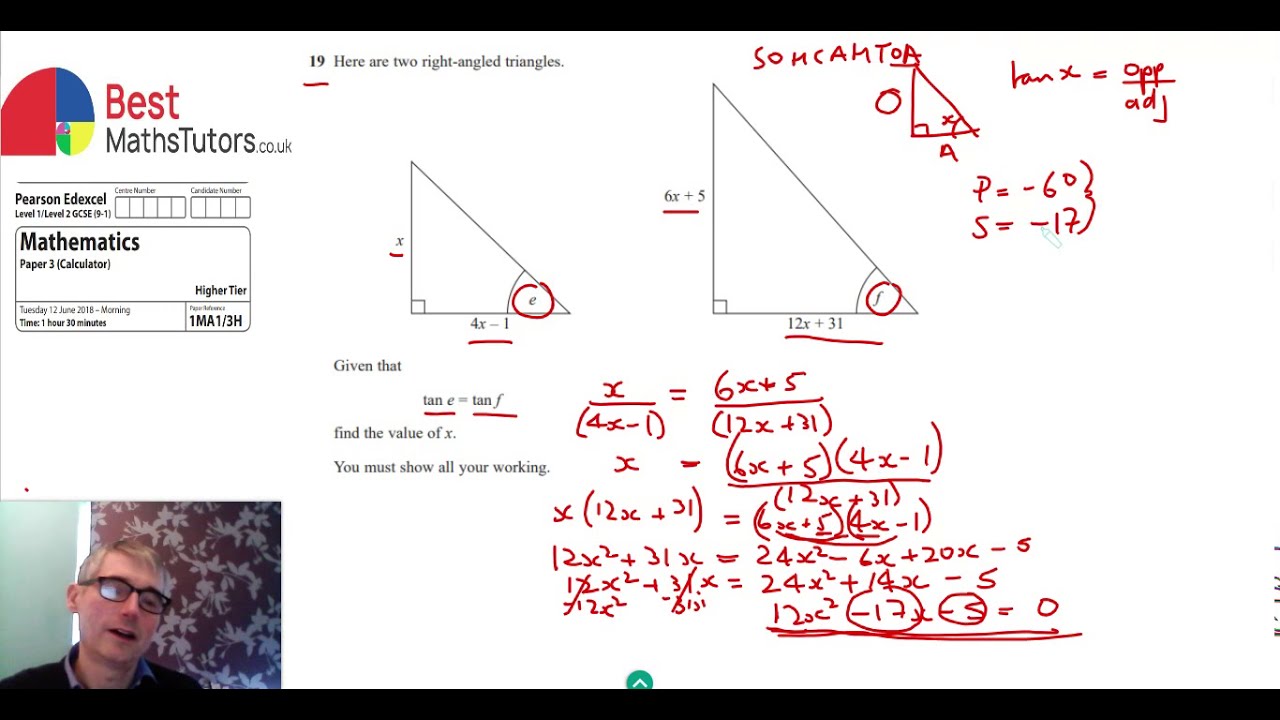 Trigonometric Functions Edexcel June 2018 GCSE Maths Higher Tier Paper Trigonometric Functions Edexcel June 2018 GCSE Maths Higher Tier Paper