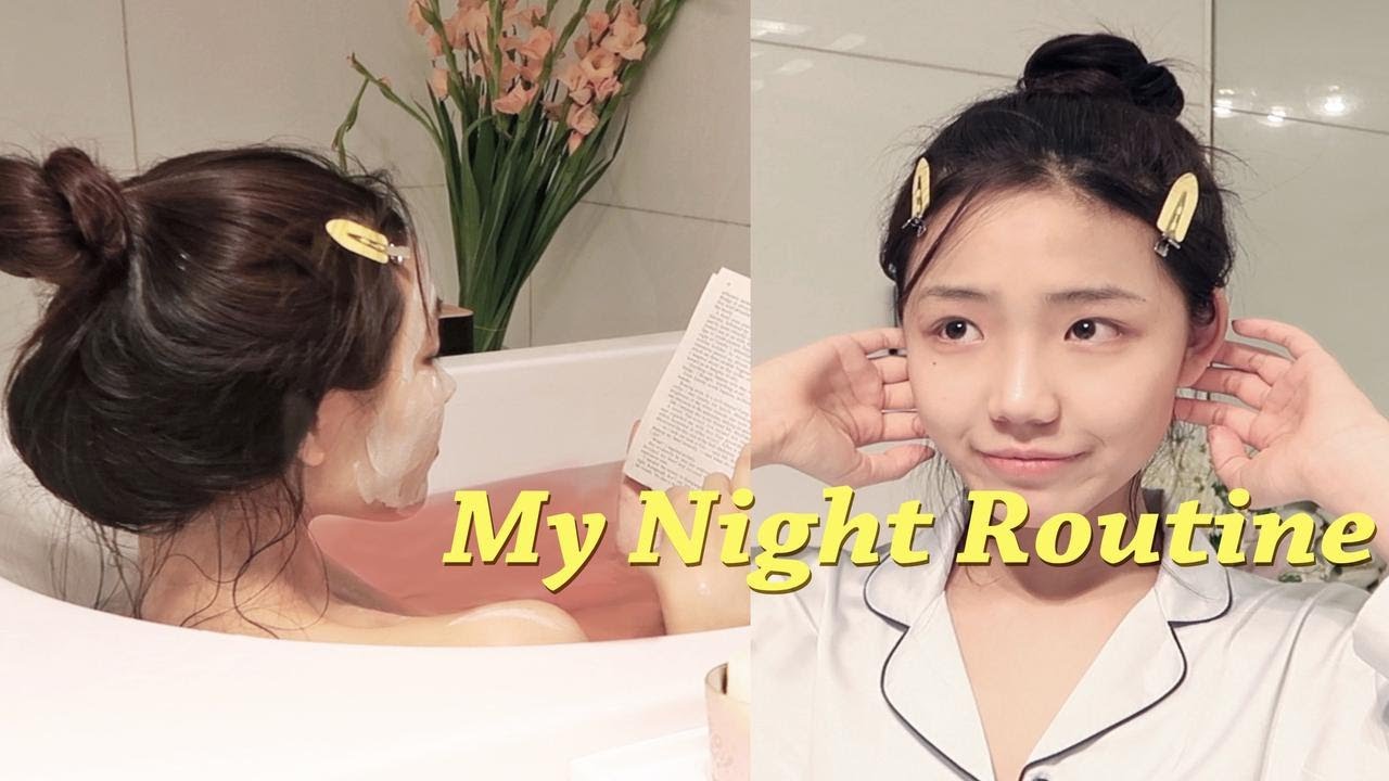 我不上学时的晚间流程Night Routine|首次全英文|春季干皮护肤 - YouTube