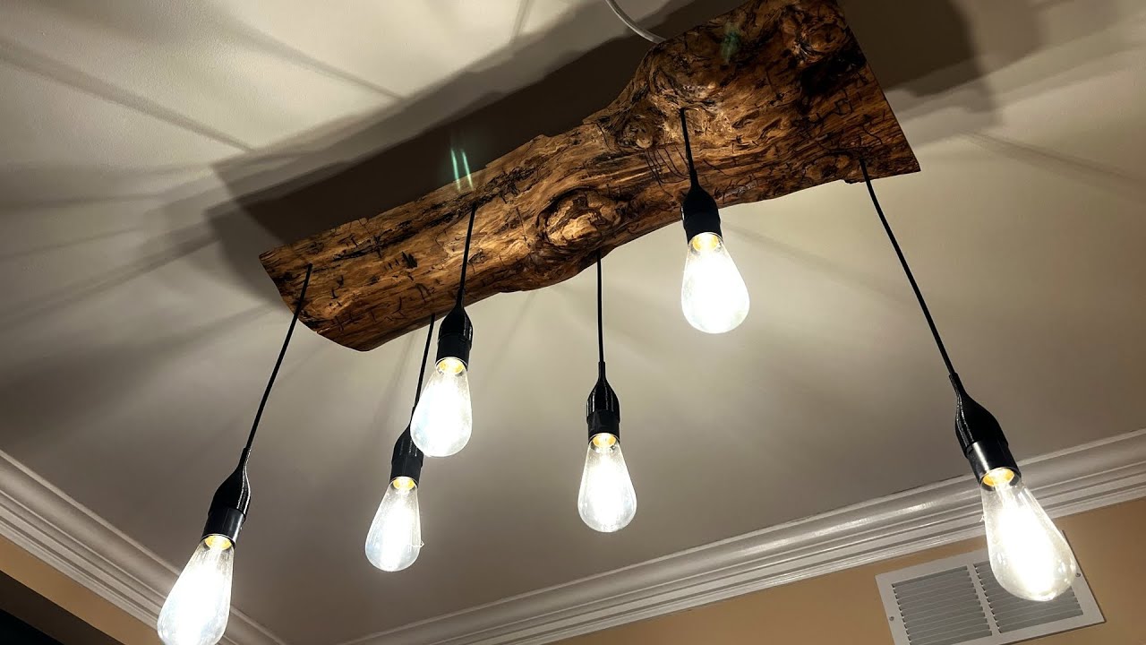 Rustic Live Edge Maple Chandelier - YouTube