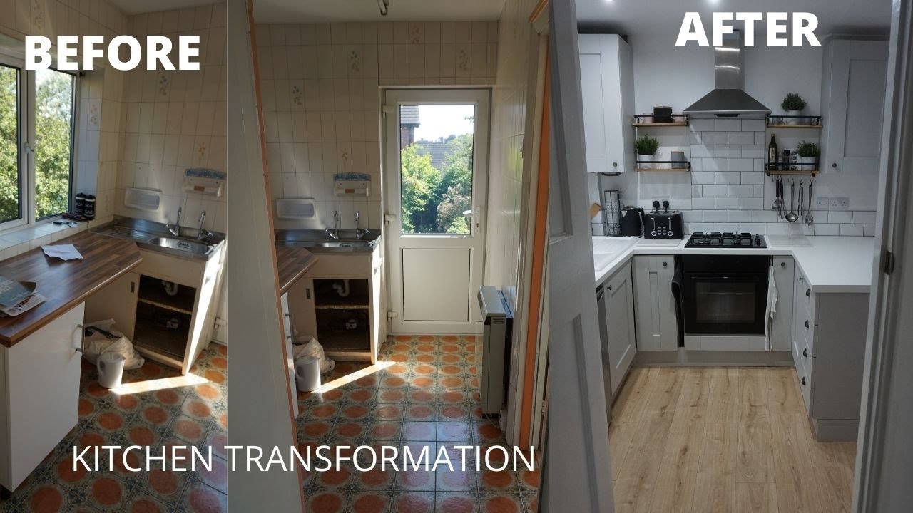 Kitchen Renovation Transformation, before, during & complete - YouTube