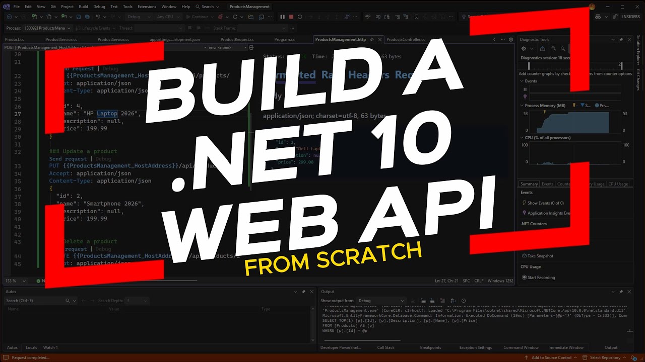 Build Your First ASP.NET Core Web API | .NET 10 Full Tutorial - YouTube
