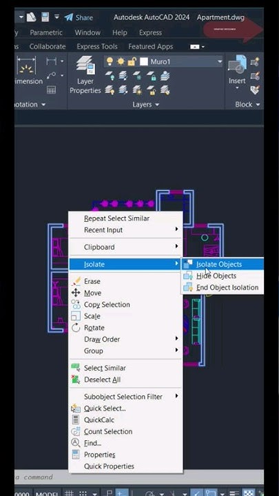 Isolate objects and unhide objects in Autocad #shorts - YouTube