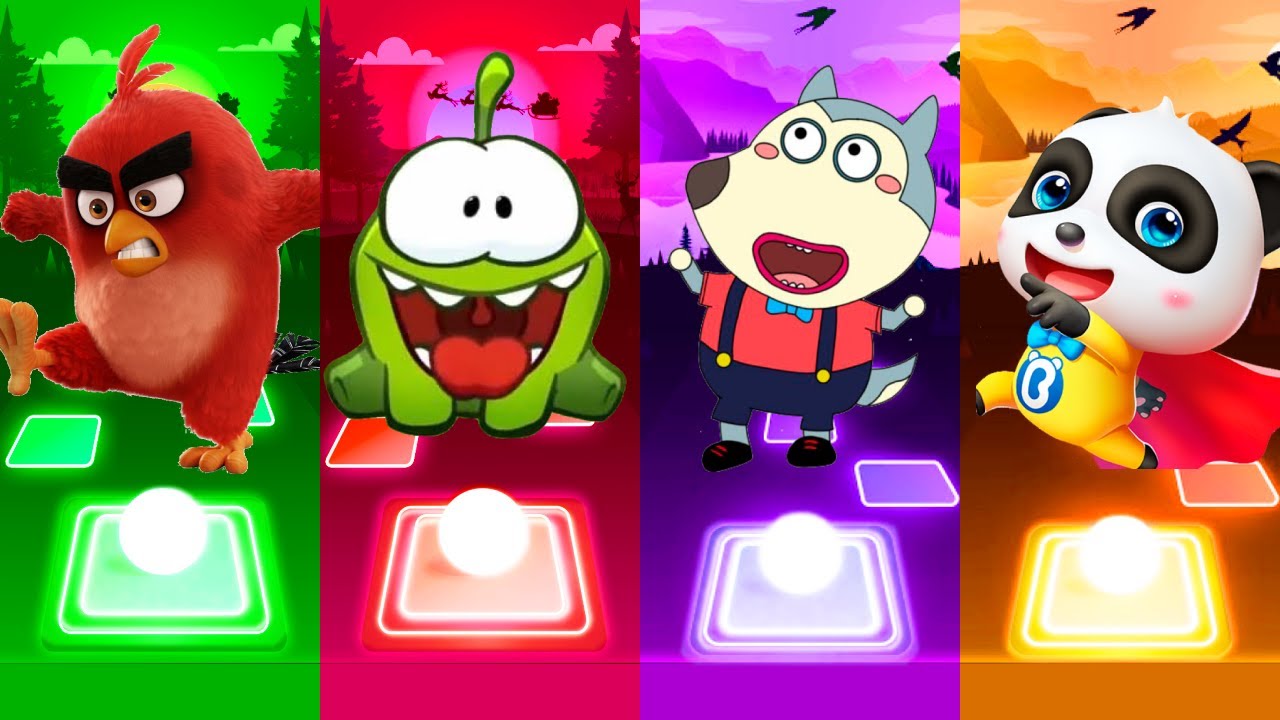 Angry Birds Red Vs Om Nom Vs Wolfoo Family Vs Babybus - Tiles Hop EDM ...