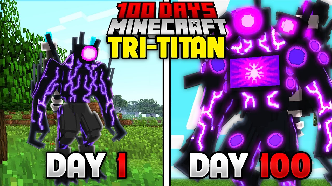 100 DAYS AS THE TRI-TITAN IN MINECRAFT - YouTube