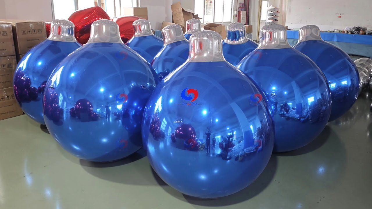 giant christmas hanging decor ornament big shiny Red /blue inflatable ...