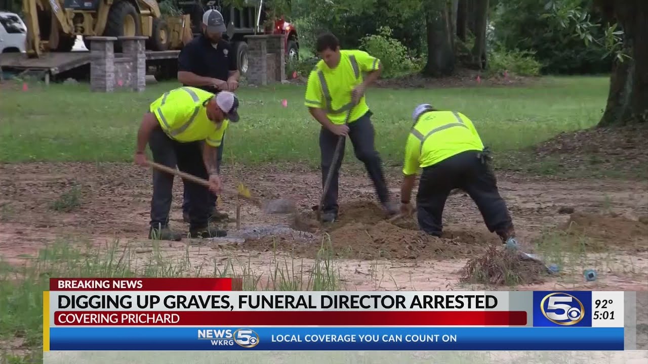 Mobile County deputies dig up graves at Prichard cemetery - YouTube