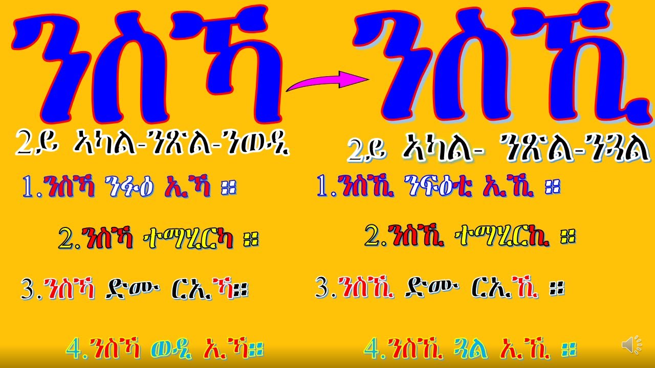 ሰዋስው ትግርኛ ንሕጻናት - 2ይ ኣካል ክንዲ ስም - ንስኻ - ንስኺ ( Basic Tigrinja GRAMMAR ...