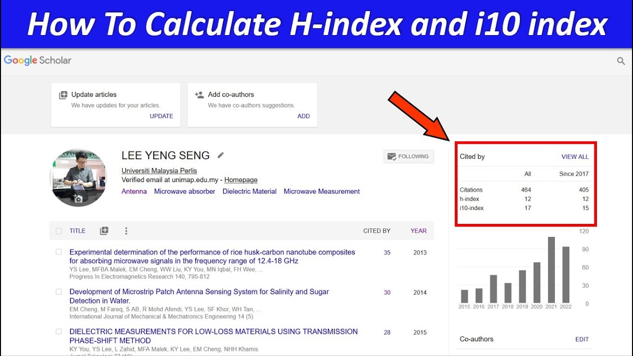 How To Calculate H Index And I10 Index In Google Scholar YouTube