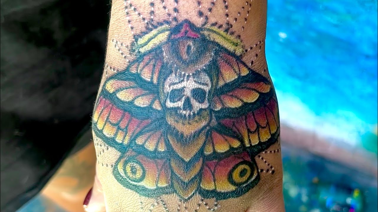 Deaths head hawk moth tattoo Timelapse! - YouTube