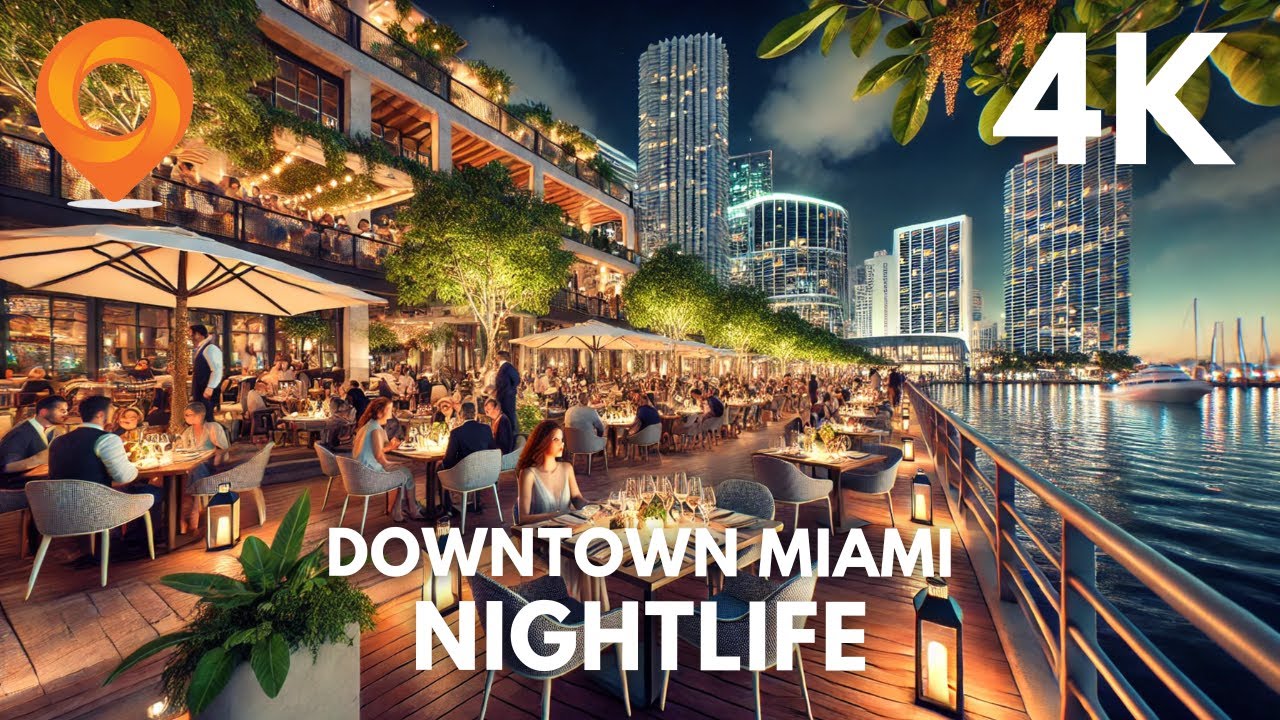 Miami Downtown Nightlife & Waterfront Dining Experience | 4K Night Walk ...