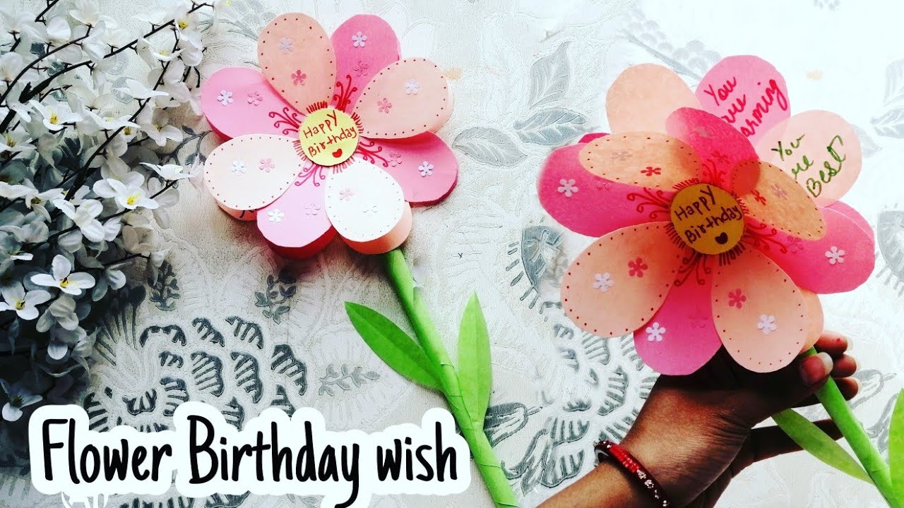 DIY Birthday Card/ Birthday Flower Card/ How to make Birthday Greeting ...