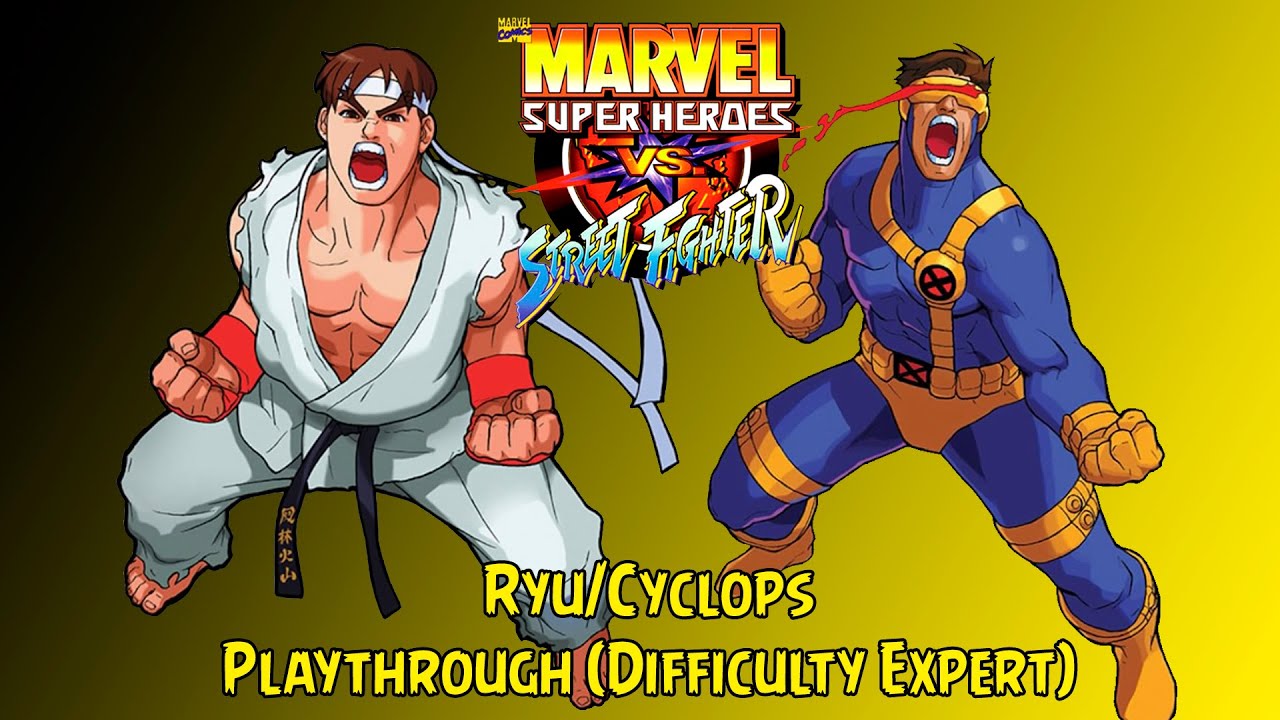 Marvel Super Heroes vs Street Fighter: Ryu🥋/Cyclops🌟 Playthrough ...