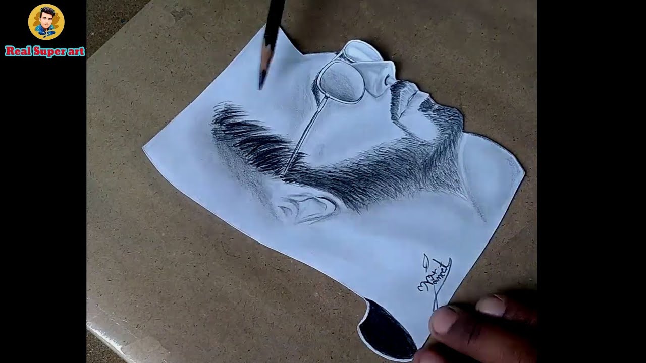 how to draw 3D face / Realistic drawing - YouTube