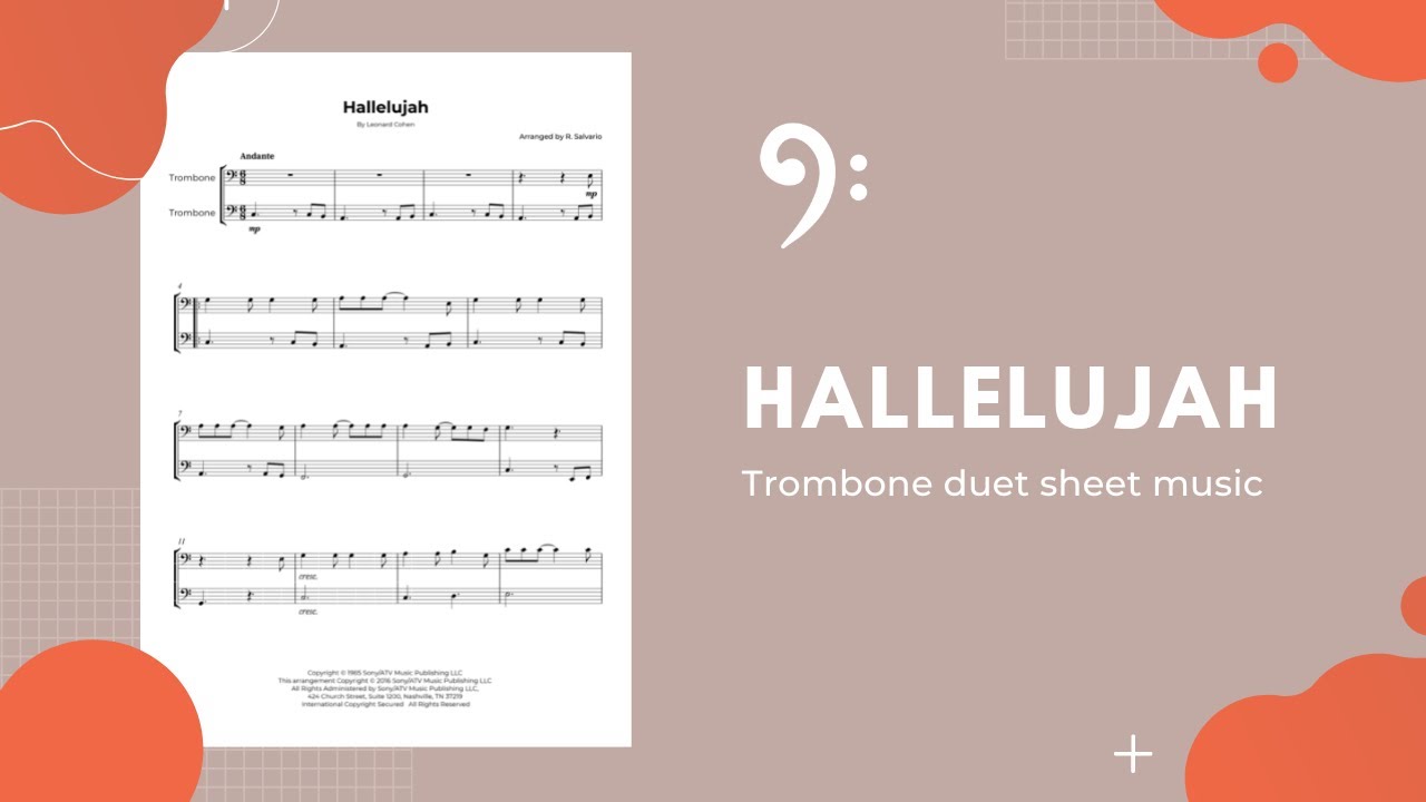 Hallelujah Trombone Duet Sheet Music - YouTube
