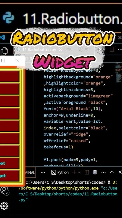 11 Radiobutton List👌 Python Tkinter Coding Python Shorts Youtube