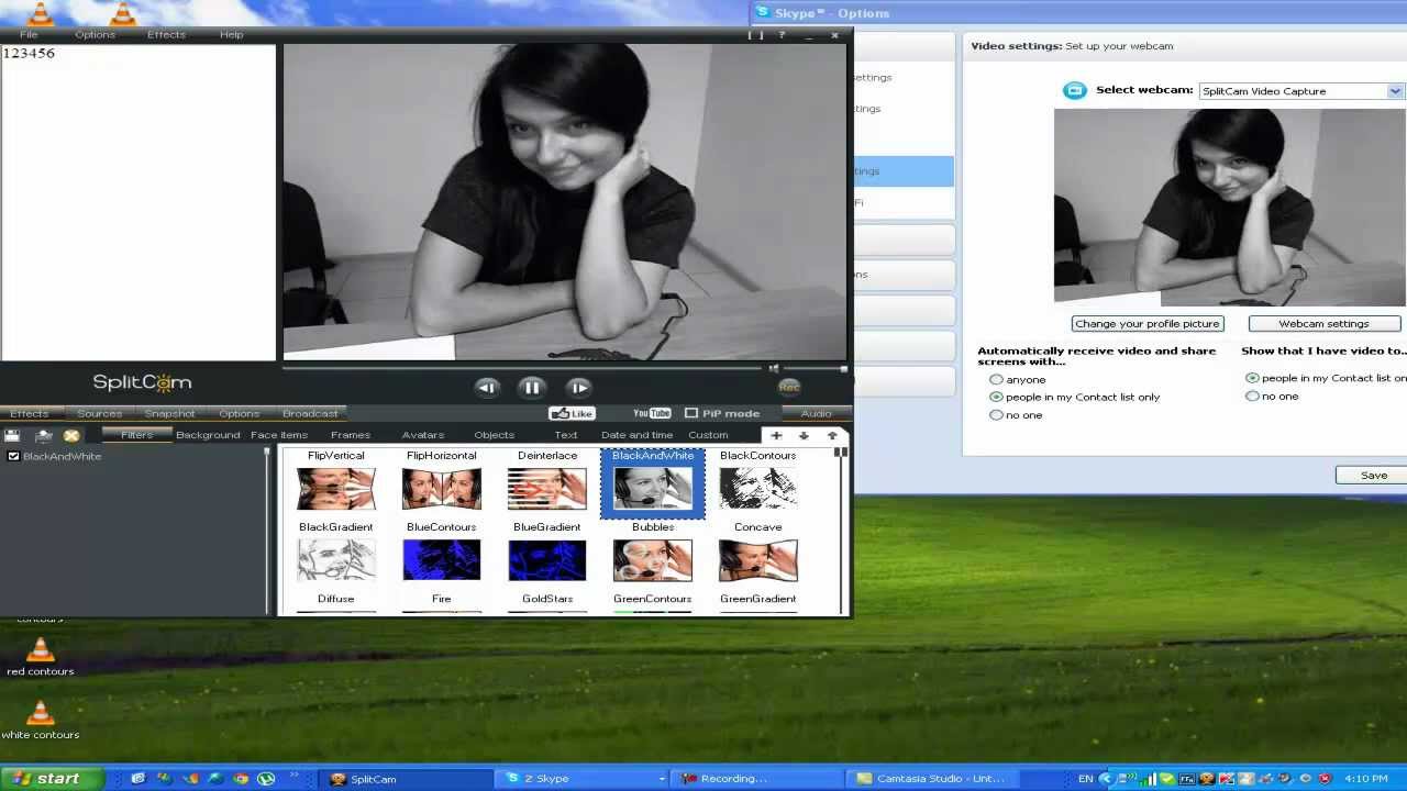 SplitCam Webcam Effect Video Black and White - YouTube