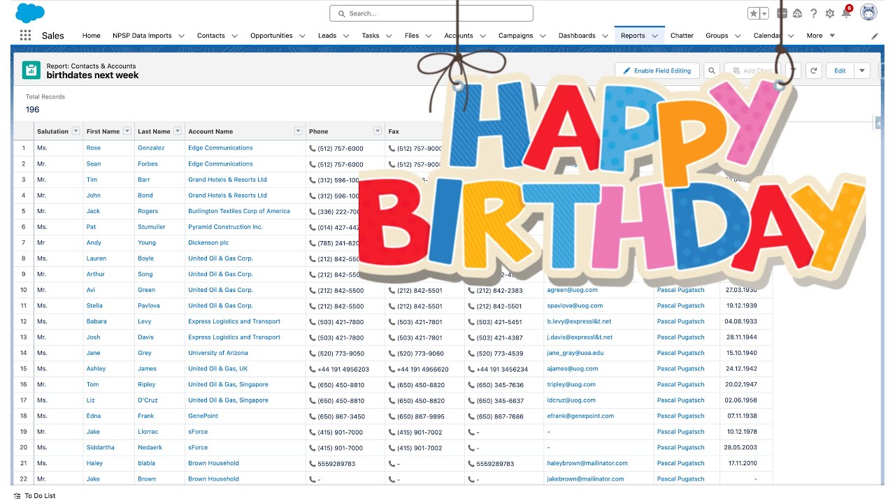 Birthday Reminders in Salesforce! - YouTube
