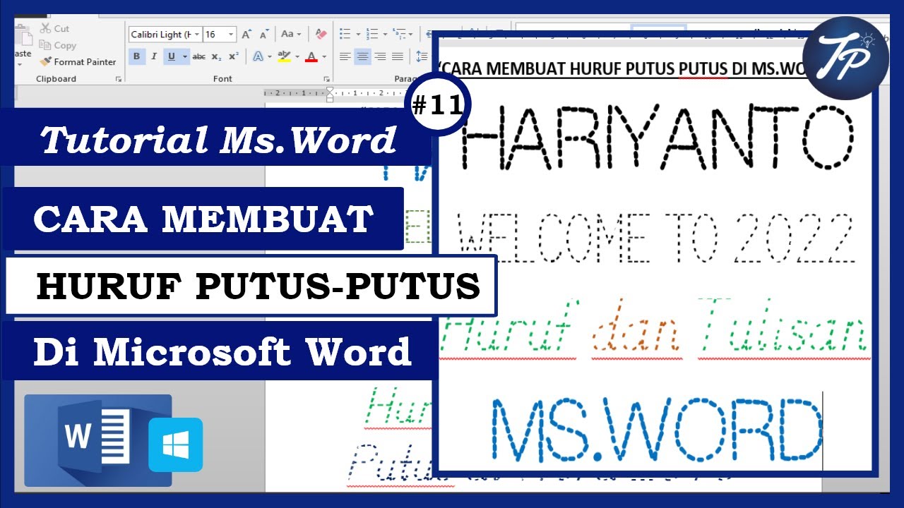 Tutorial Microsoft Word : Cara Membuat Huruf Putus Putus di Ms Word ...