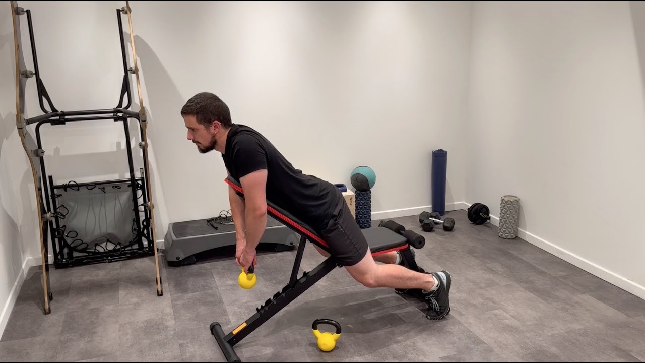 Single Kettlebell Silverback Shrug on bench - YouTube