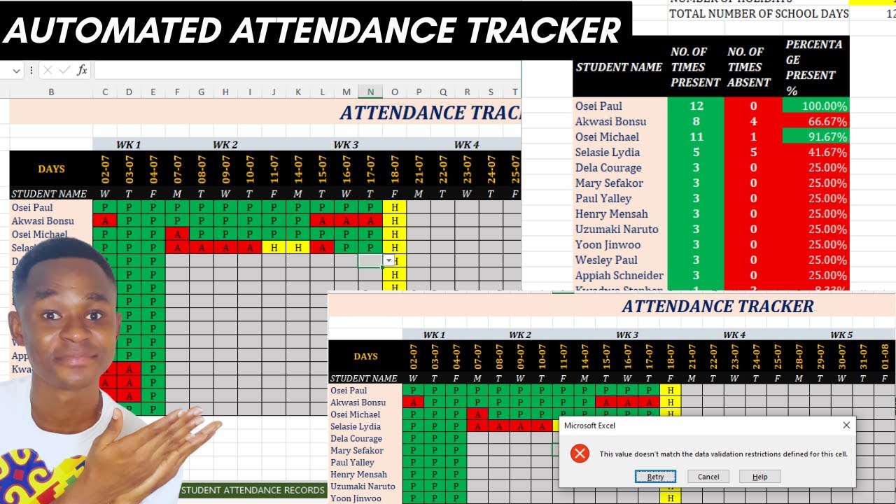 How to Make Automated Attendance Sheet in Excel - Step by Step Tutorial ...
