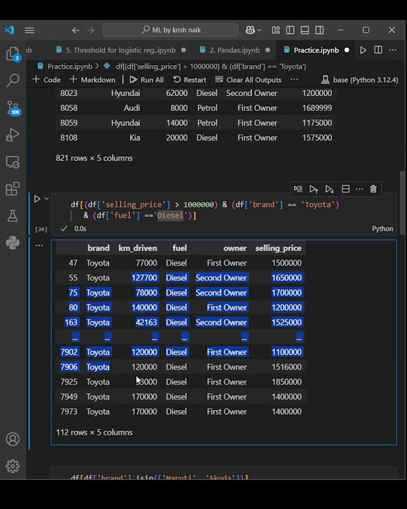 How to apply filter in python using pandas - YouTube