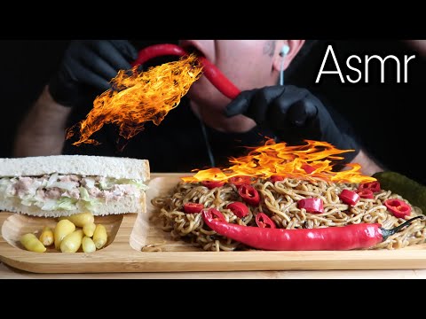 TÜRKÇE ASMR | SİYAH FASULYE SOSLU NOODLE MUKBANG🍜  YAŞADIĞIM 3 MOTOR KAZASI  | NUCLEAR FIRE NOODLE