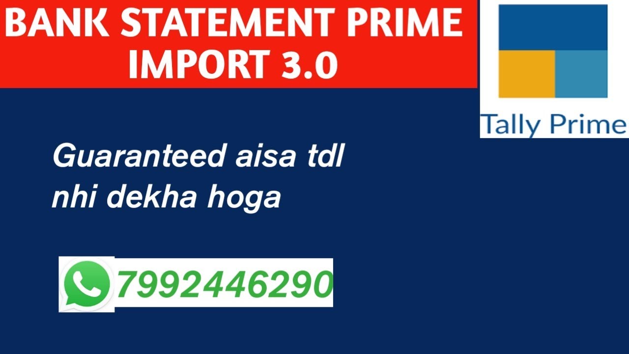 🔥Tally TDL 🔥 Bank statement Prime Import 🔥 Import bank statement Tdl ...