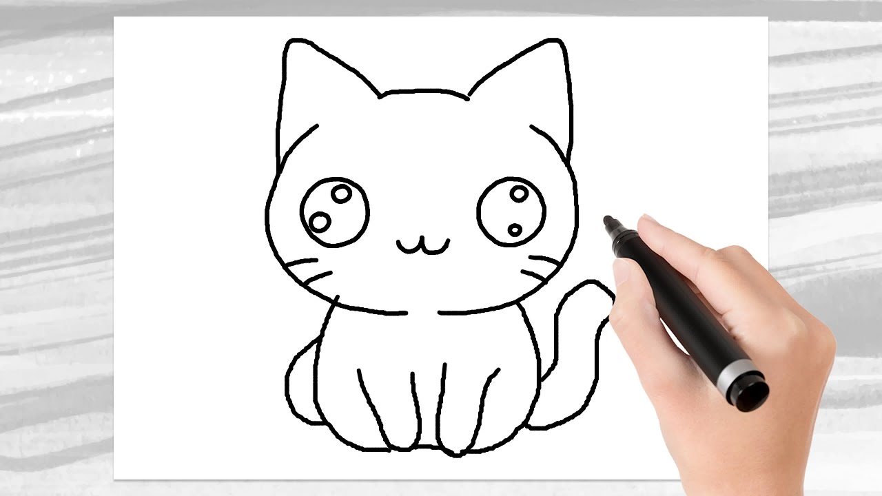 How to draw small cat. Drawing tutorial. Easy drawings for kids ...